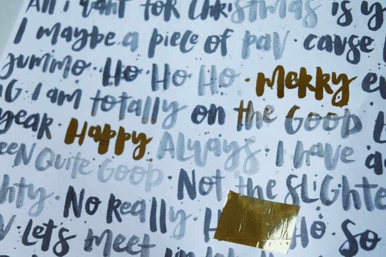 Handlettered and Gold Foil DIY Christmas Bon Bon