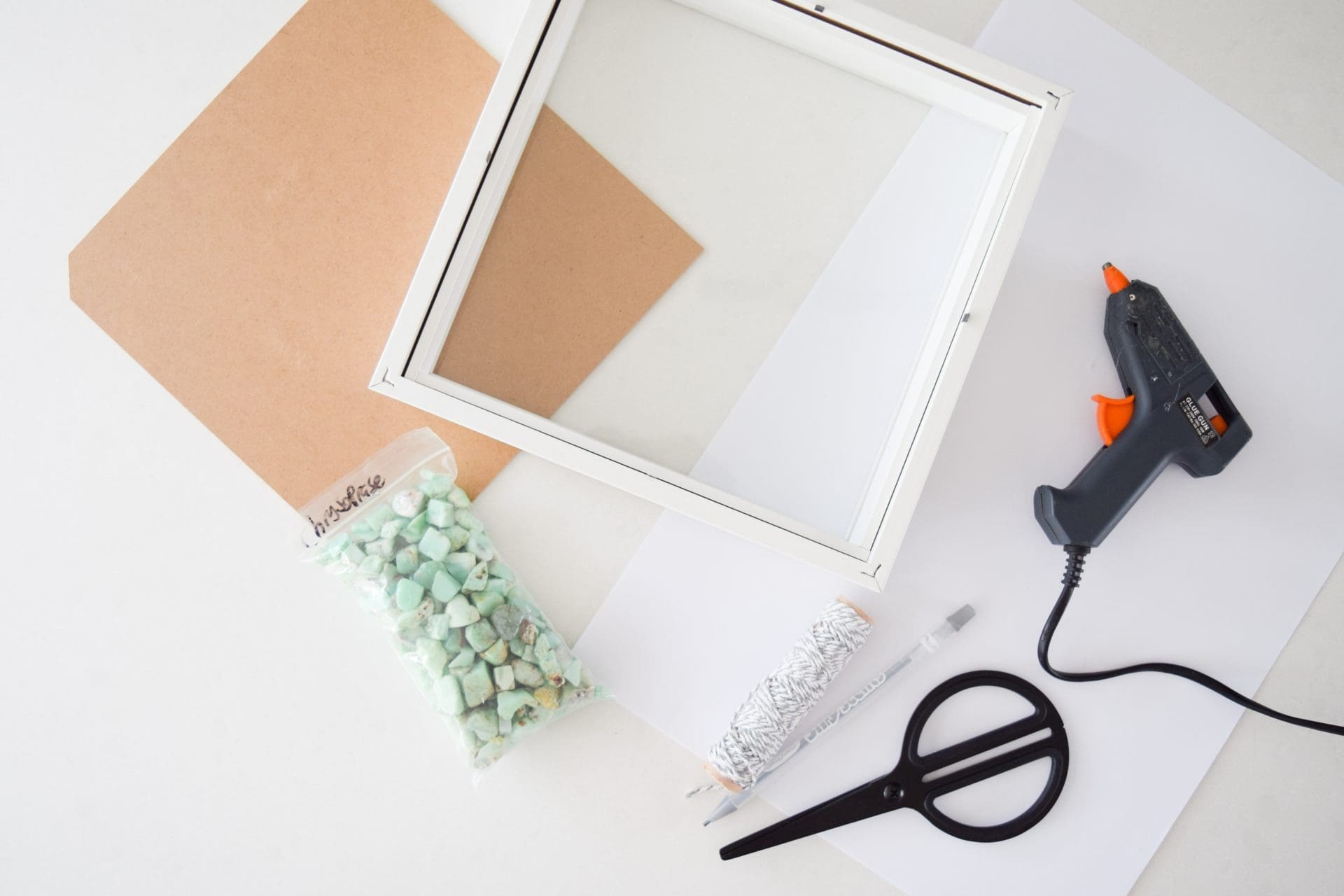 DIY crystal artwork: Natural crystal pieces in box frame - Style Curator