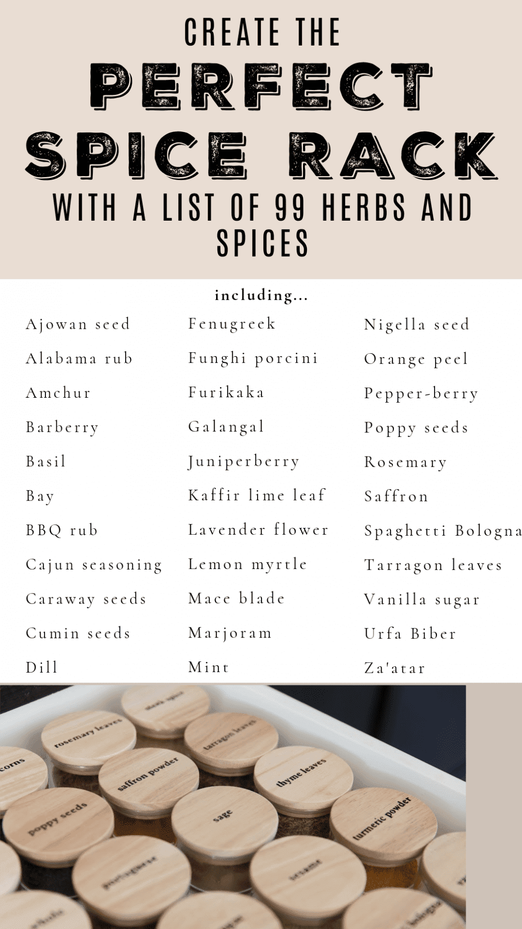 The ultimate spice drawer — A list of 99+ herbs and spices | Style Curator
