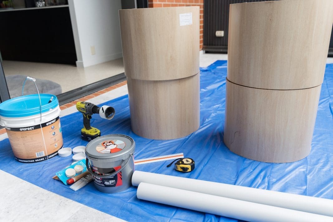 DIY outdoor dining table with tiled pillar legs | Style Curator