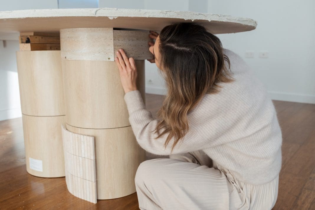 DIY travertine table: Style Curator studio desk
