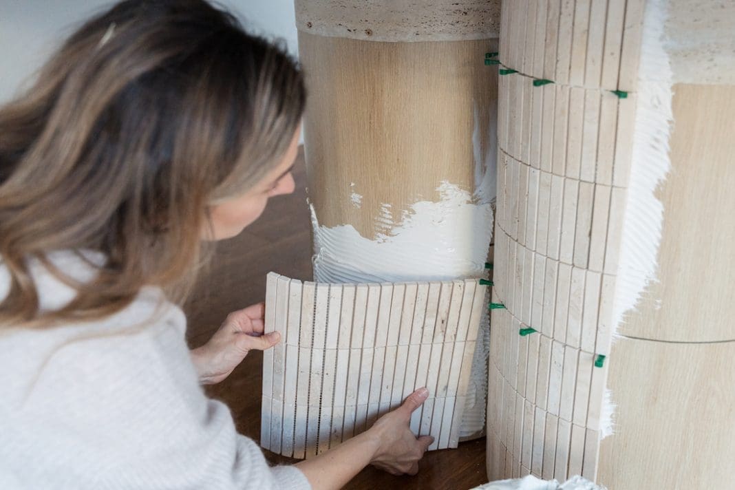 DIY travertine table: Style Curator studio desk